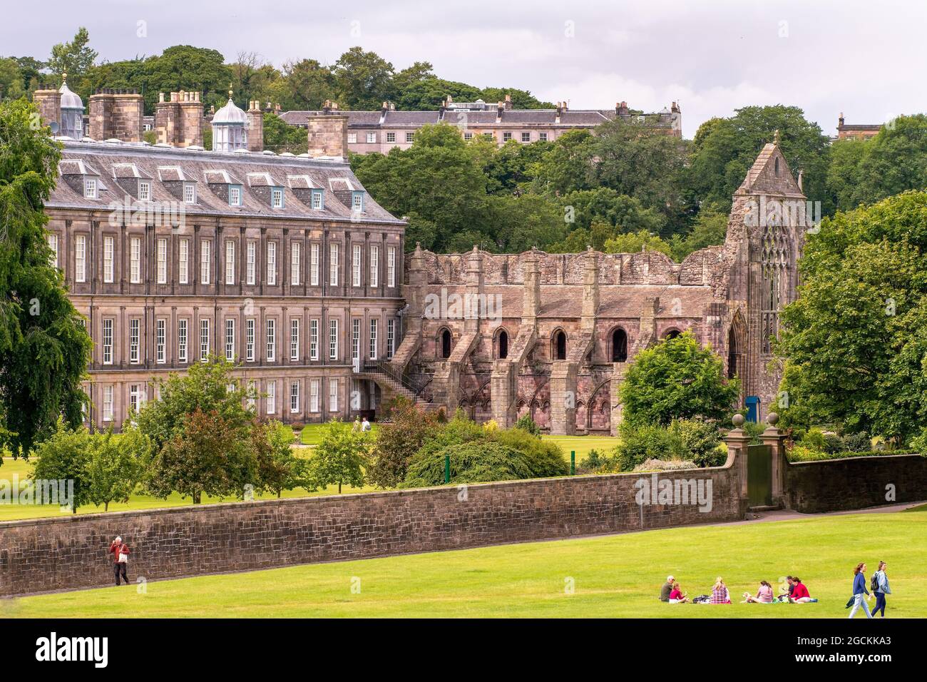 Holyrood Palace and the ruins of Holyrood Abbey which dates back to the ...
