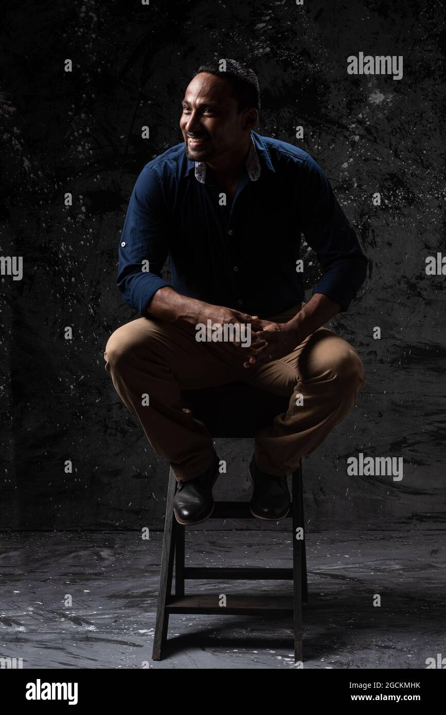 Side view full body of focused female practicing Rejuvenation posture ...