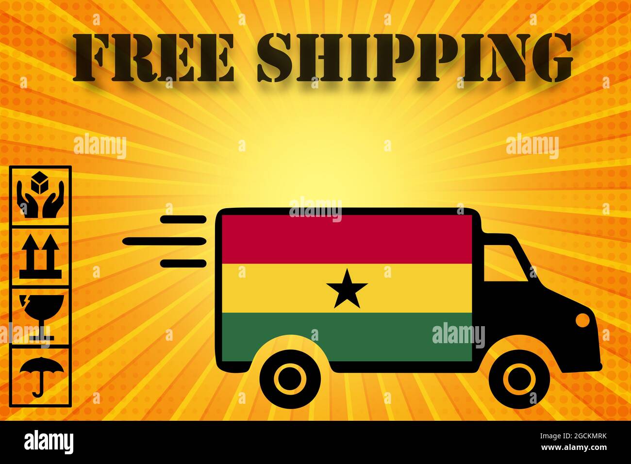 Ghana Logistics Concept. black Commercial Industrial Cargo Delivery Van ...