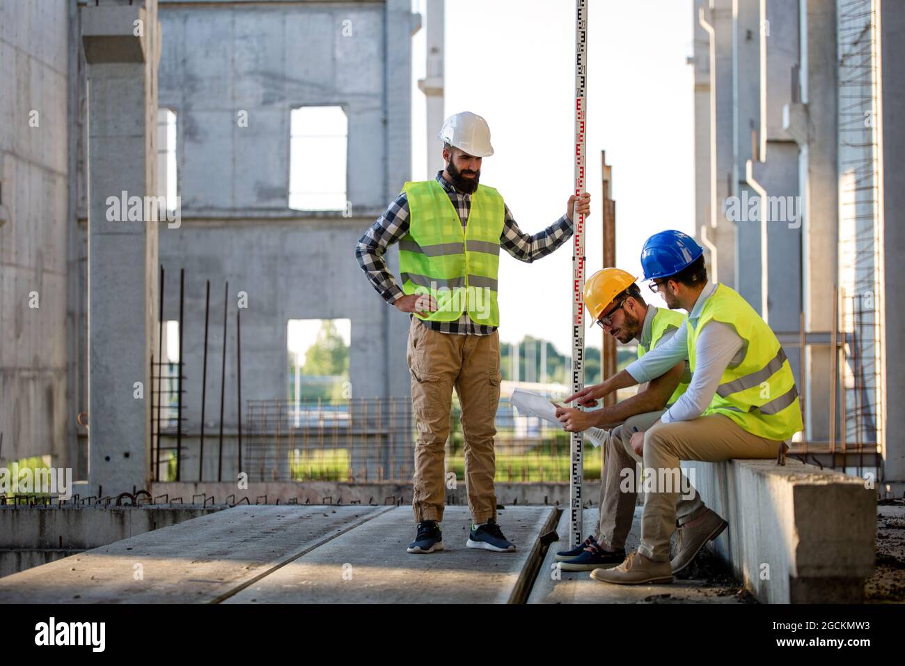 Construction concept of engineer and architect working at construction ...