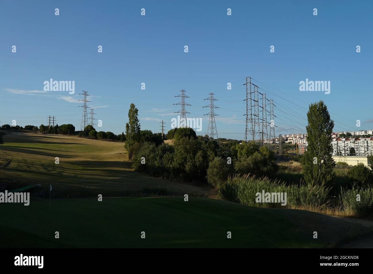 Electric towers in nature Stock Photo - Alamy