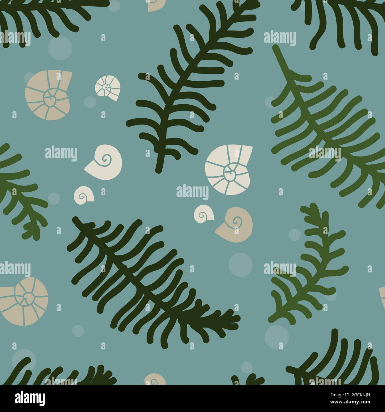 Sea fern and snail conchs - vector background Stock Vector Image & Art ...