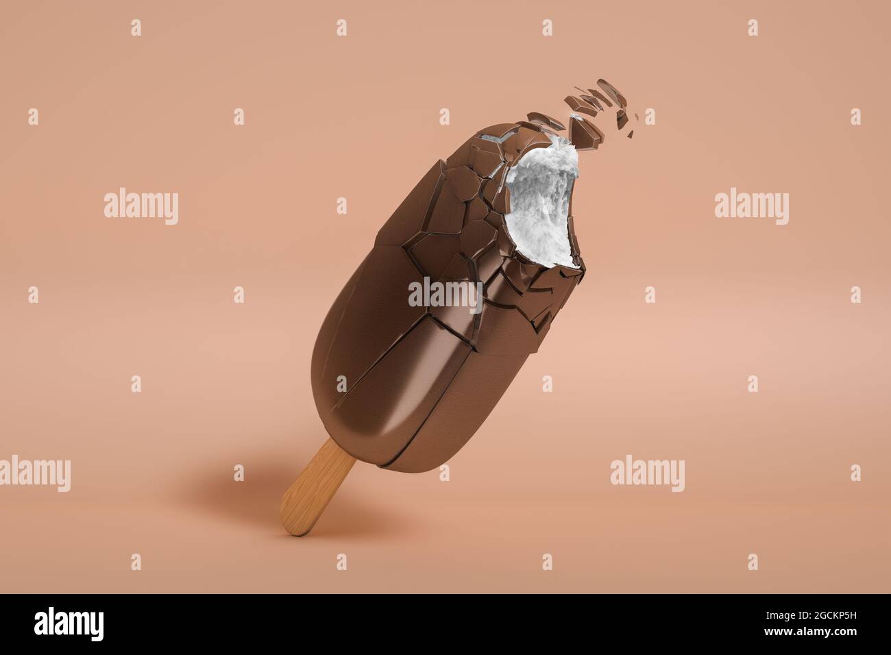 Side view of chocolate ice cream breaking into pieces Stock Photo - Alamy