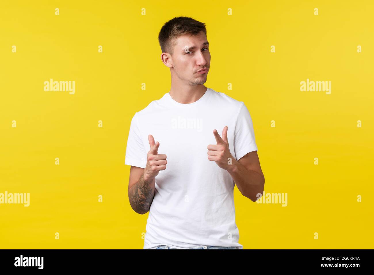 Lifestyle, summer and people emotions concept. Pleased and impressed ...