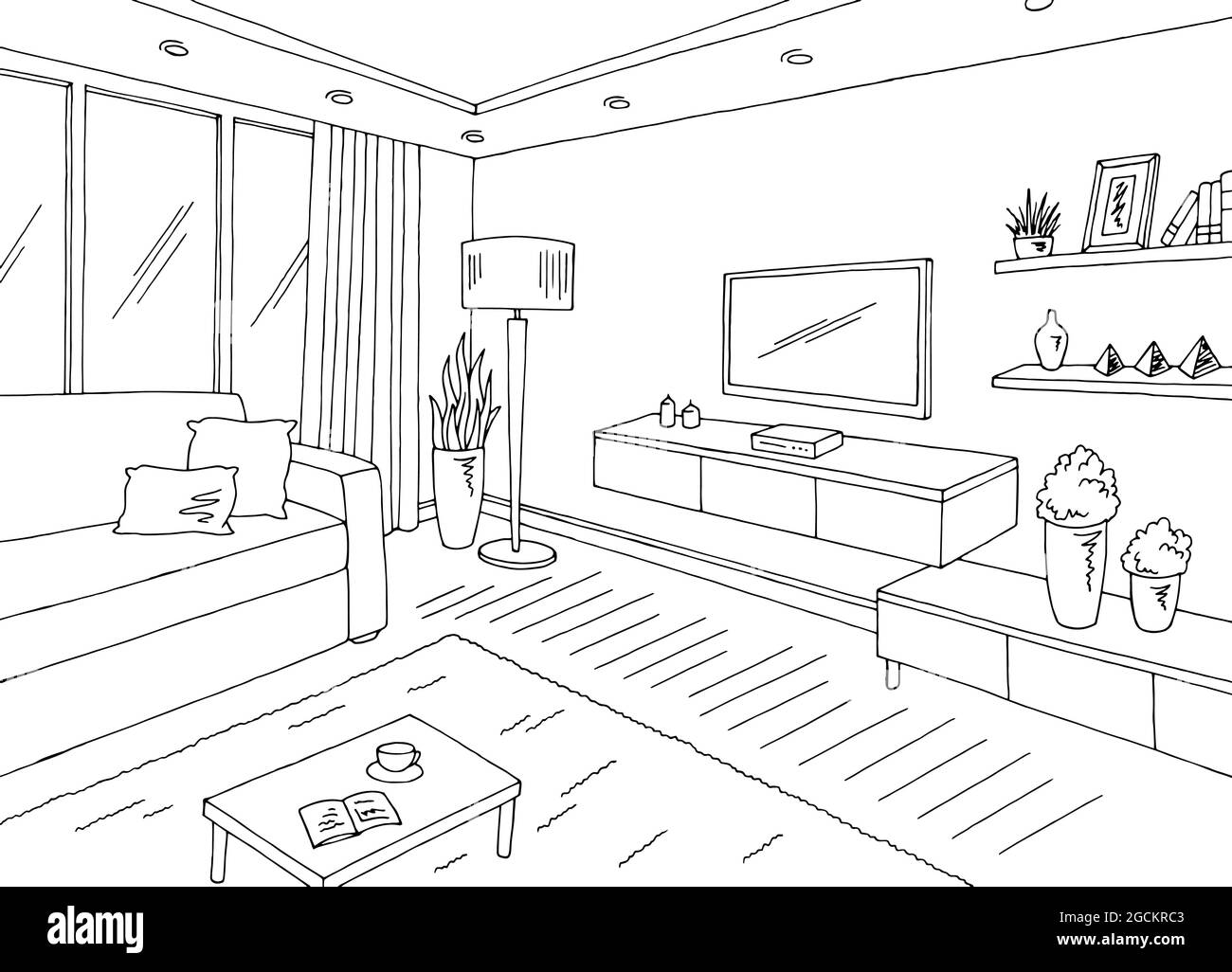 Living Room Clipart Black And White