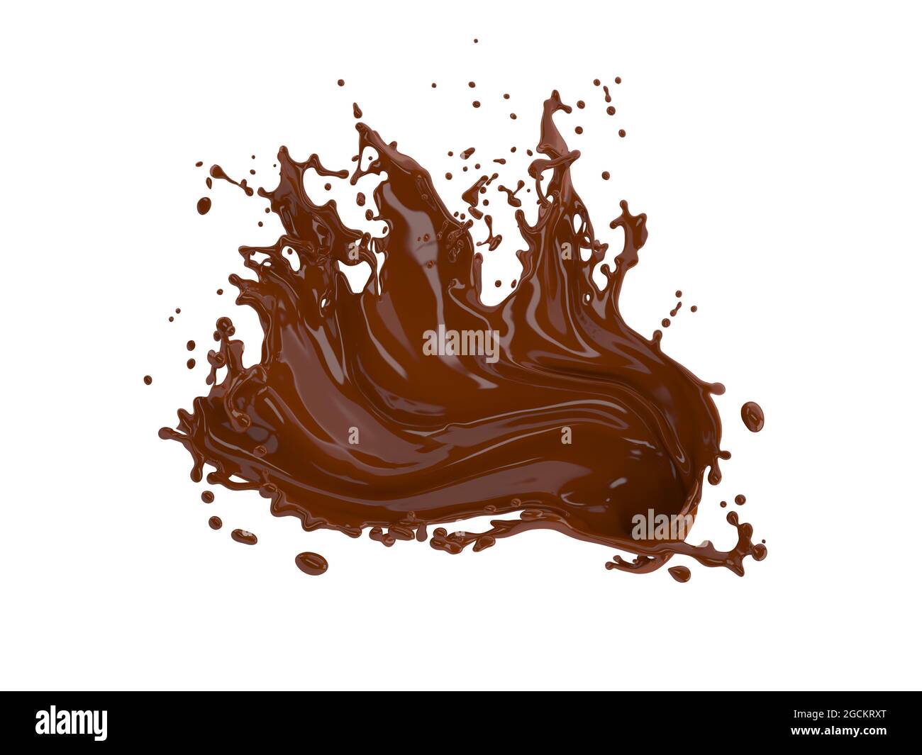3d illustration of chocolate splash on white background with clipping ...