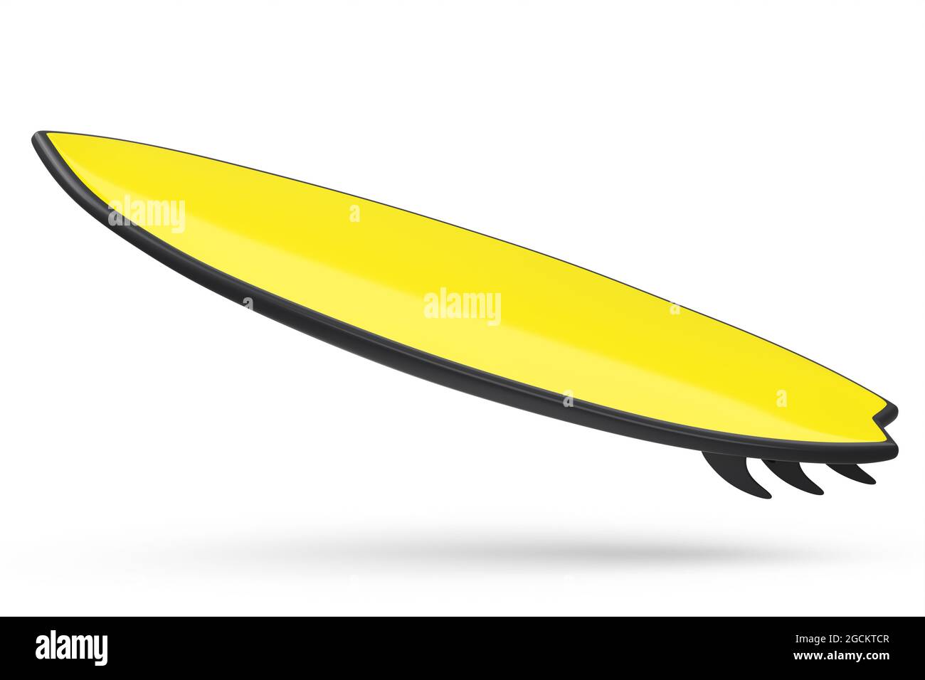 Realistic yellow surfboard isolated on white background. 3d render of ...