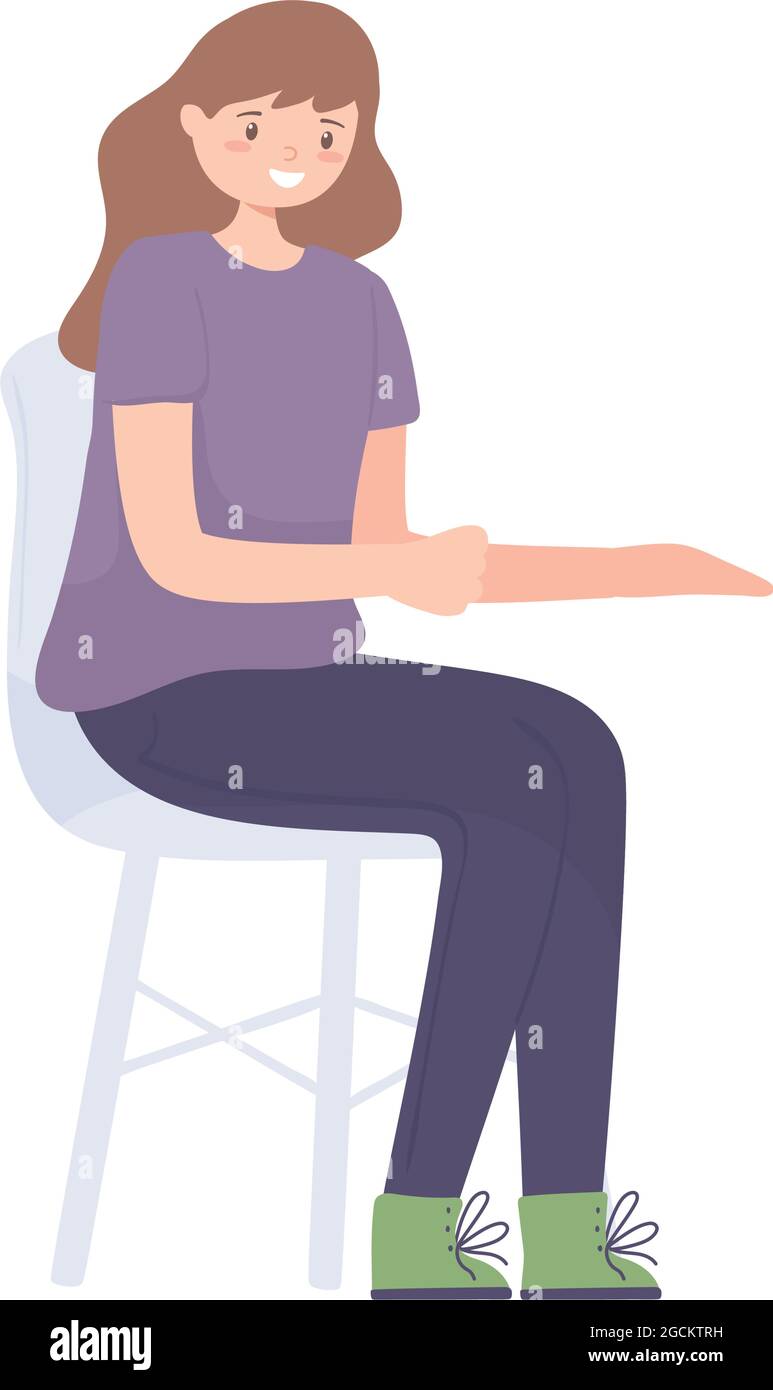 girl sitting on chair Stock Vector Image & Art - Alamy