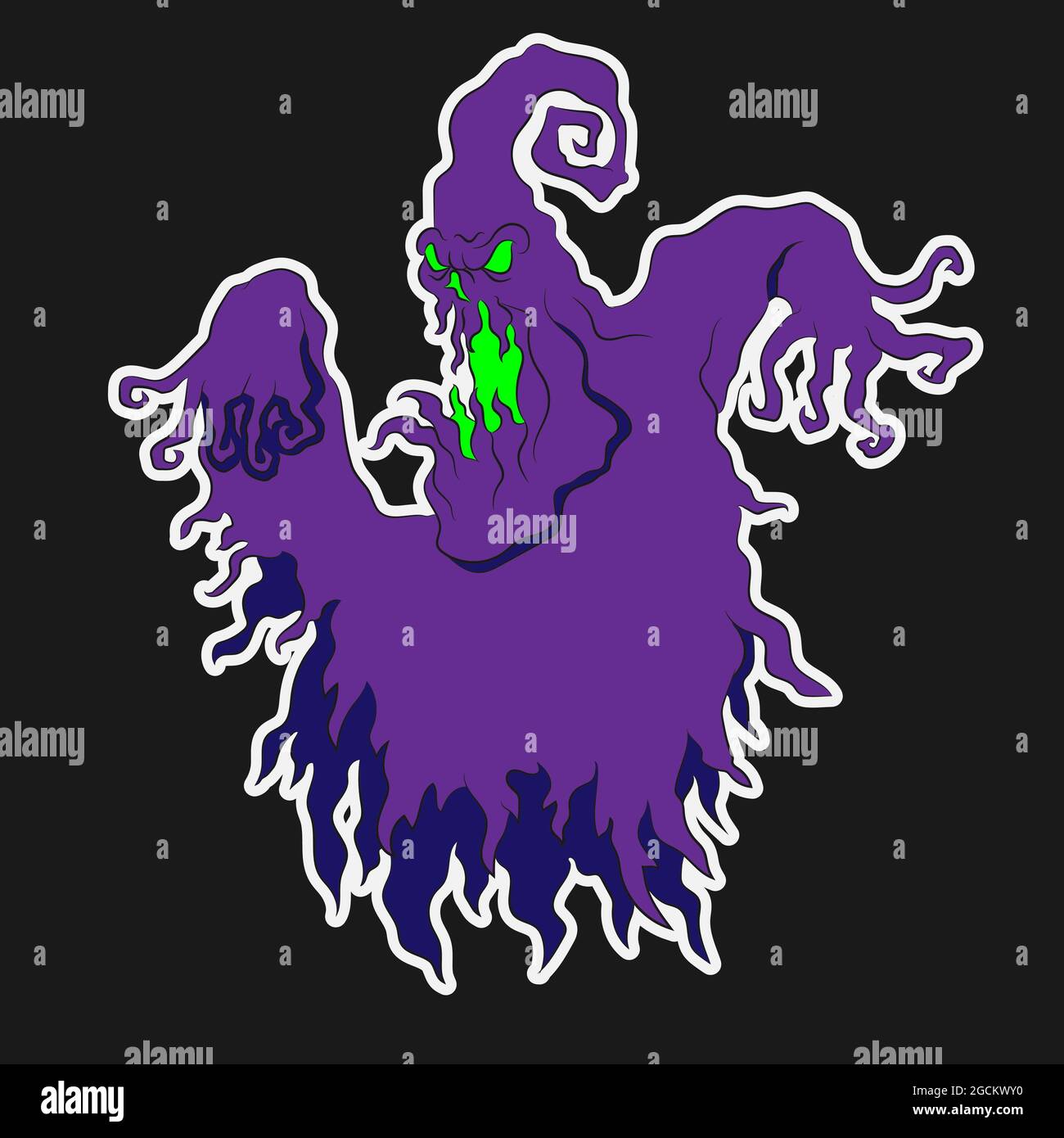 Ghost evil doodle hand drawing for Halloween vector isolated image ...
