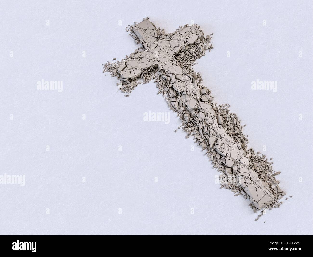 stone crucifix falls to the ground and shatters. 3d render Stock Photo ...