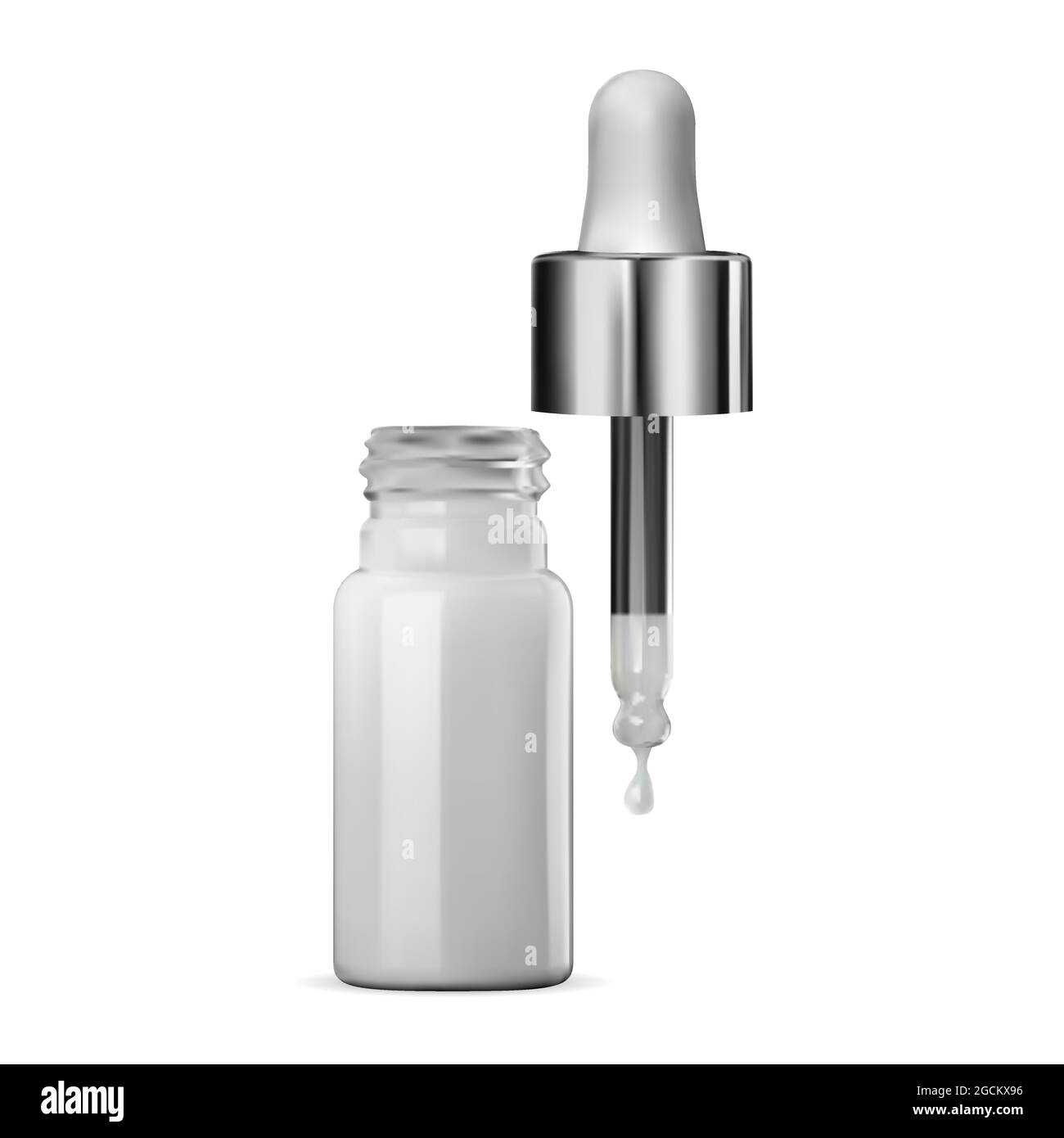 Glass dropper bottle, isolated serum container mockup. Realistic ...