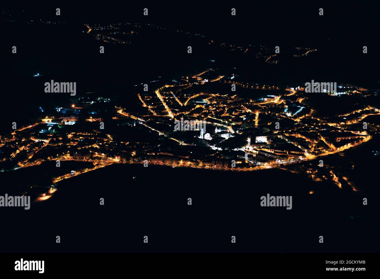 City lights from plane hi-res stock photography and images - Alamy