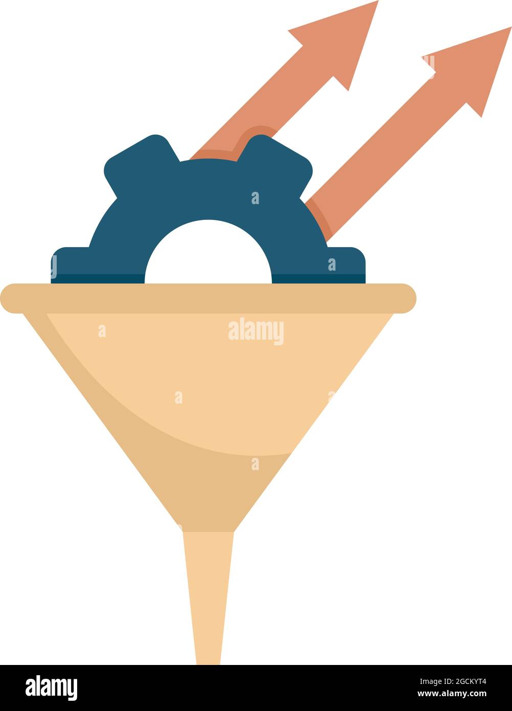 Conversion rate gear funnel icon. Flat illustration of conversion rate ...