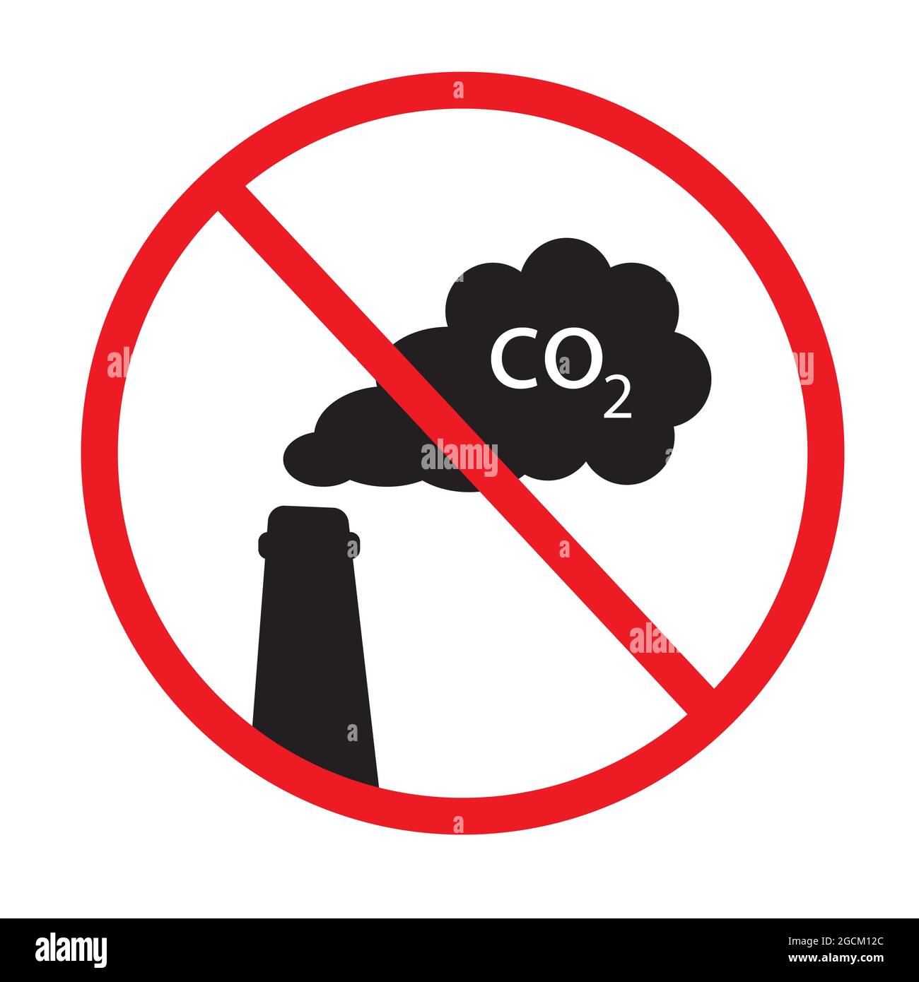 prohibited cloud CO2 from chimney on white background. no industrial ...