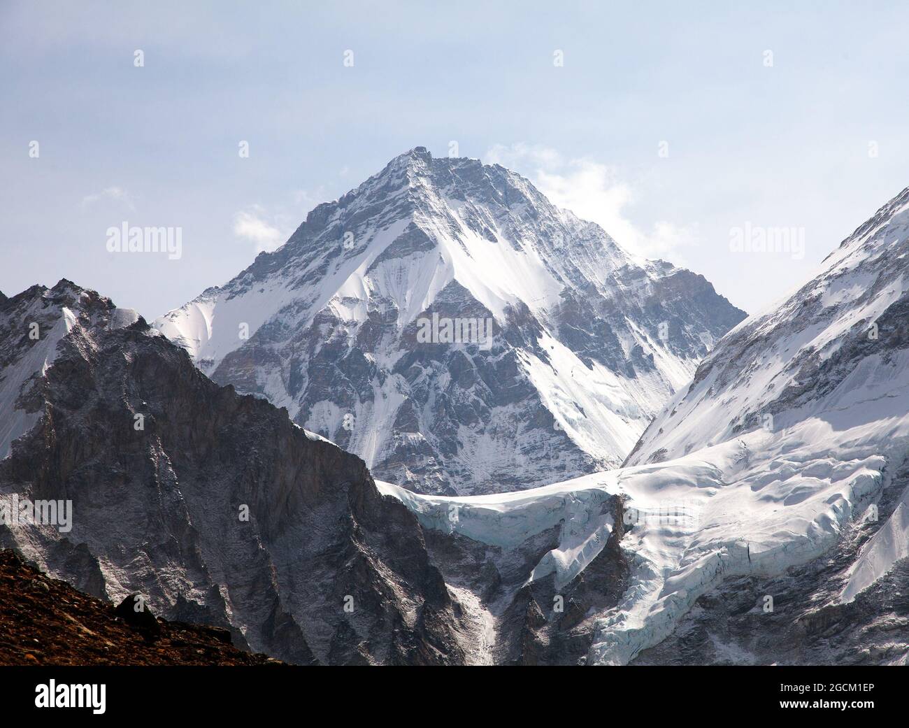 View of Mount Changtse, Tibetan mount near mt. Everest, Nepal Stock ...