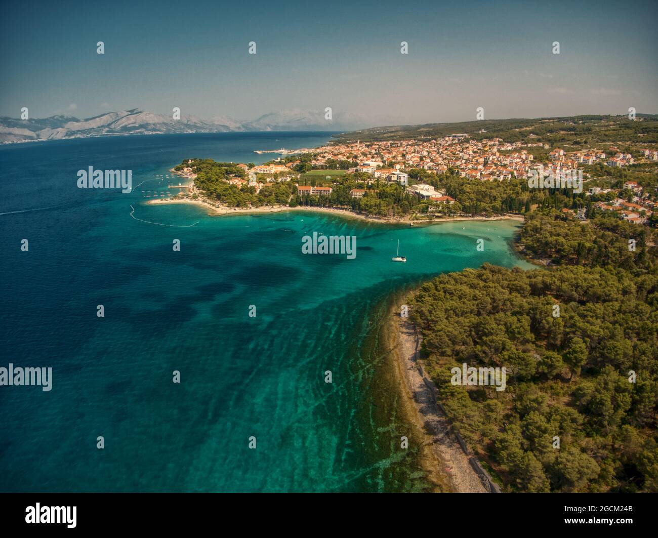 Croatia coast aerial beaches blue water nature clean sunny vacation ...