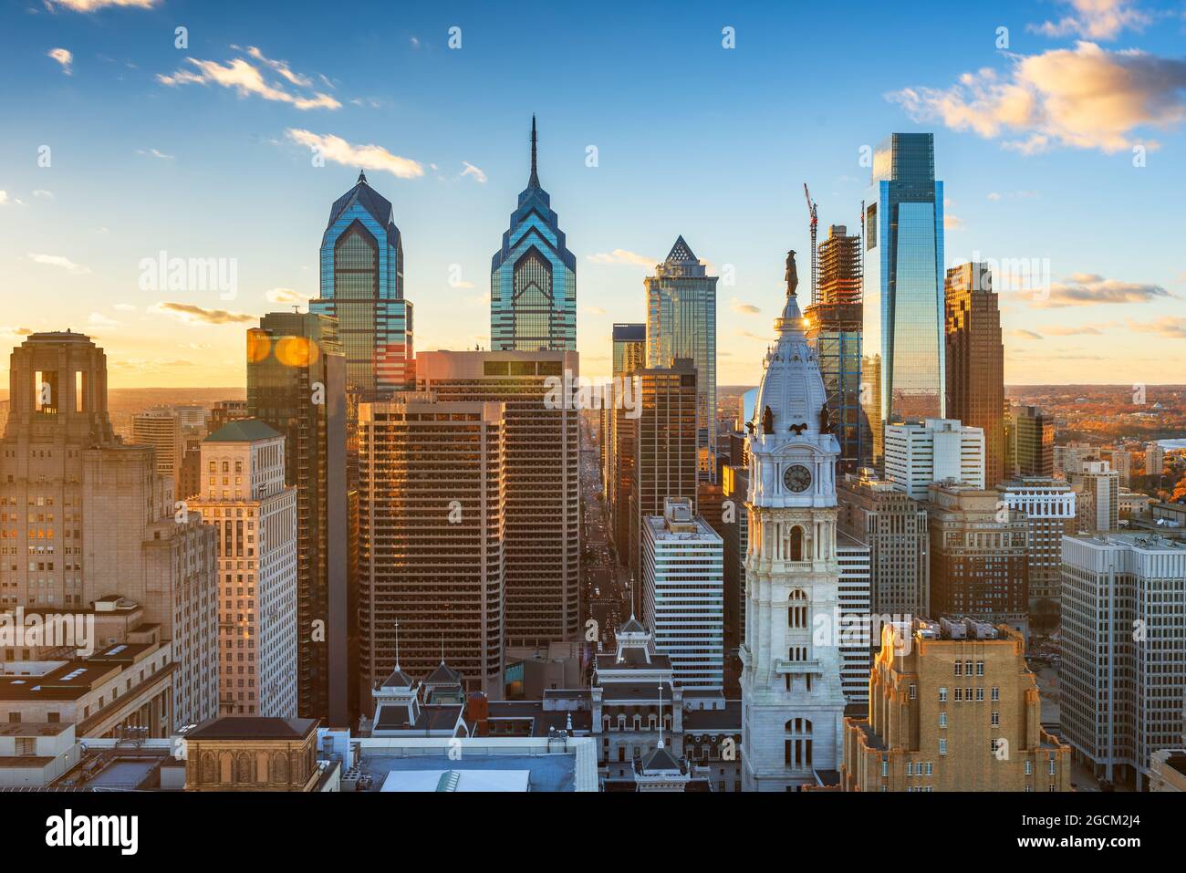 Philadelphia, Pennsylvania, USA downtown city skyline at dusk Stock ...