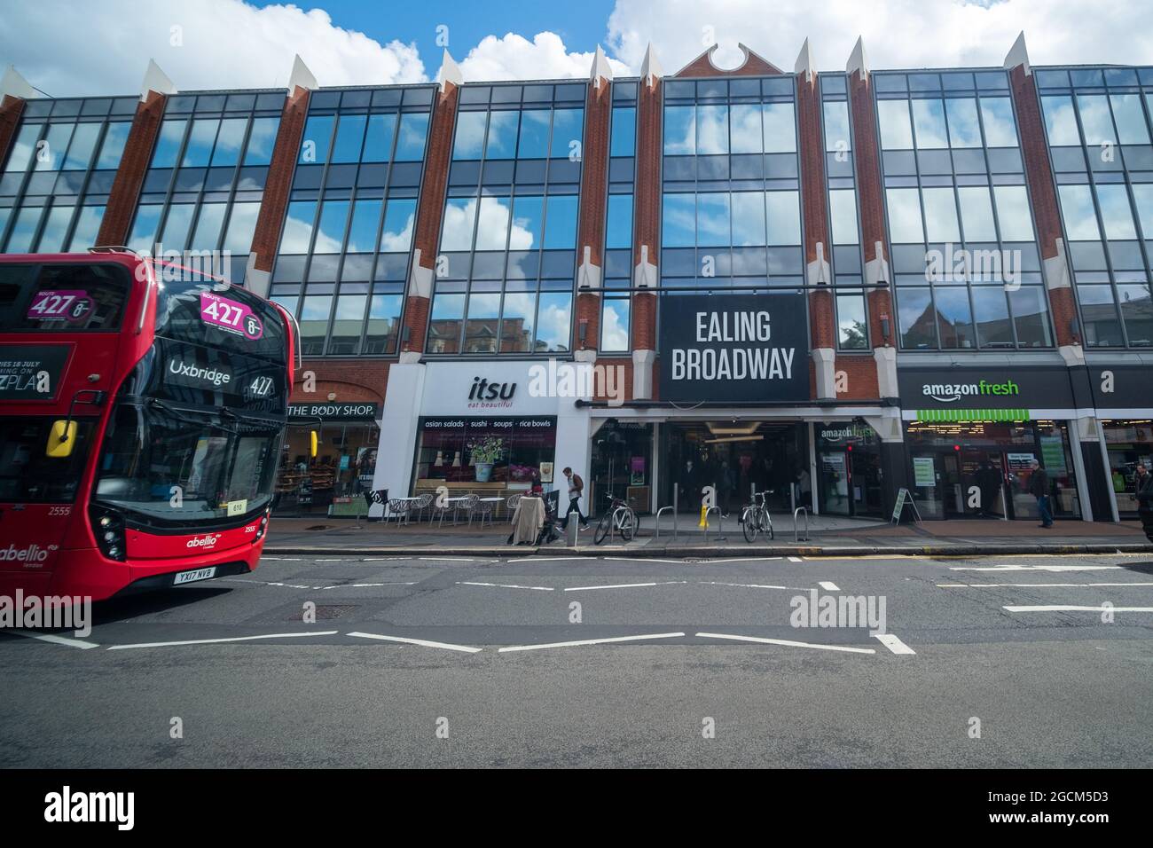 London- August , 2021: Ealing Broadway shopping centre in west London ...