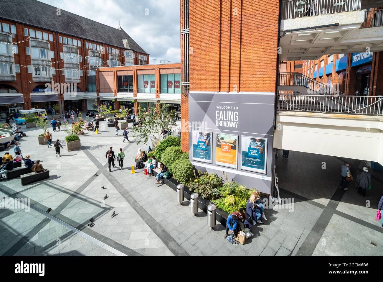 London- August , 2021: Ealing Broadway shopping centre in west London ...