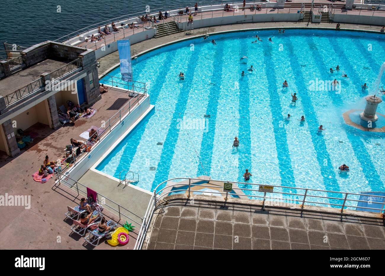 Plymouth, Devon, England, UK. 2021. Overview of Tinside Lido on ...