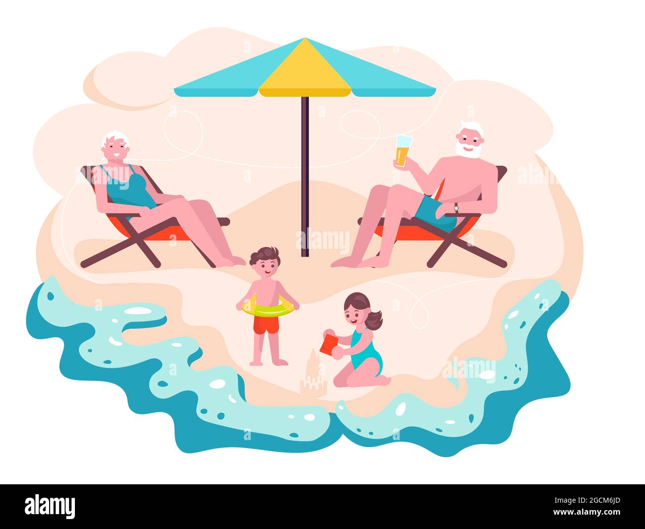 Elderly couple sunbathing on the beach Cut Out Stock Images & Pictures ...