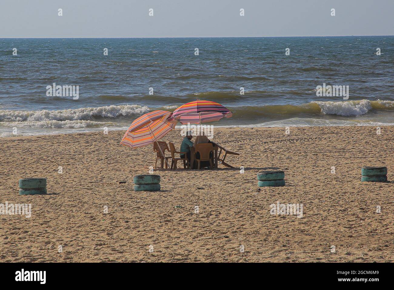 Gaza City. 28th July, 2021. Palestinians enjoy their time at an eco ...