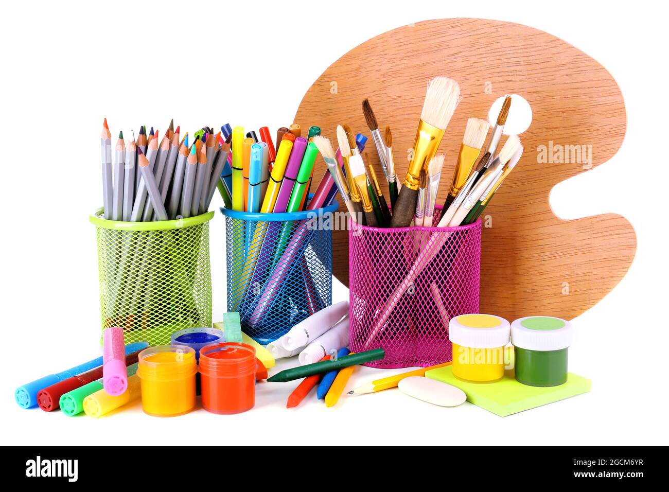 Composition of various creative tools isolated on white Stock Photo - Alamy