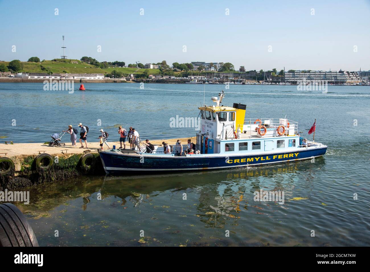 Cremyll, Cornwall, England, UK. 2021. Passengers disembark the Cremyll ...