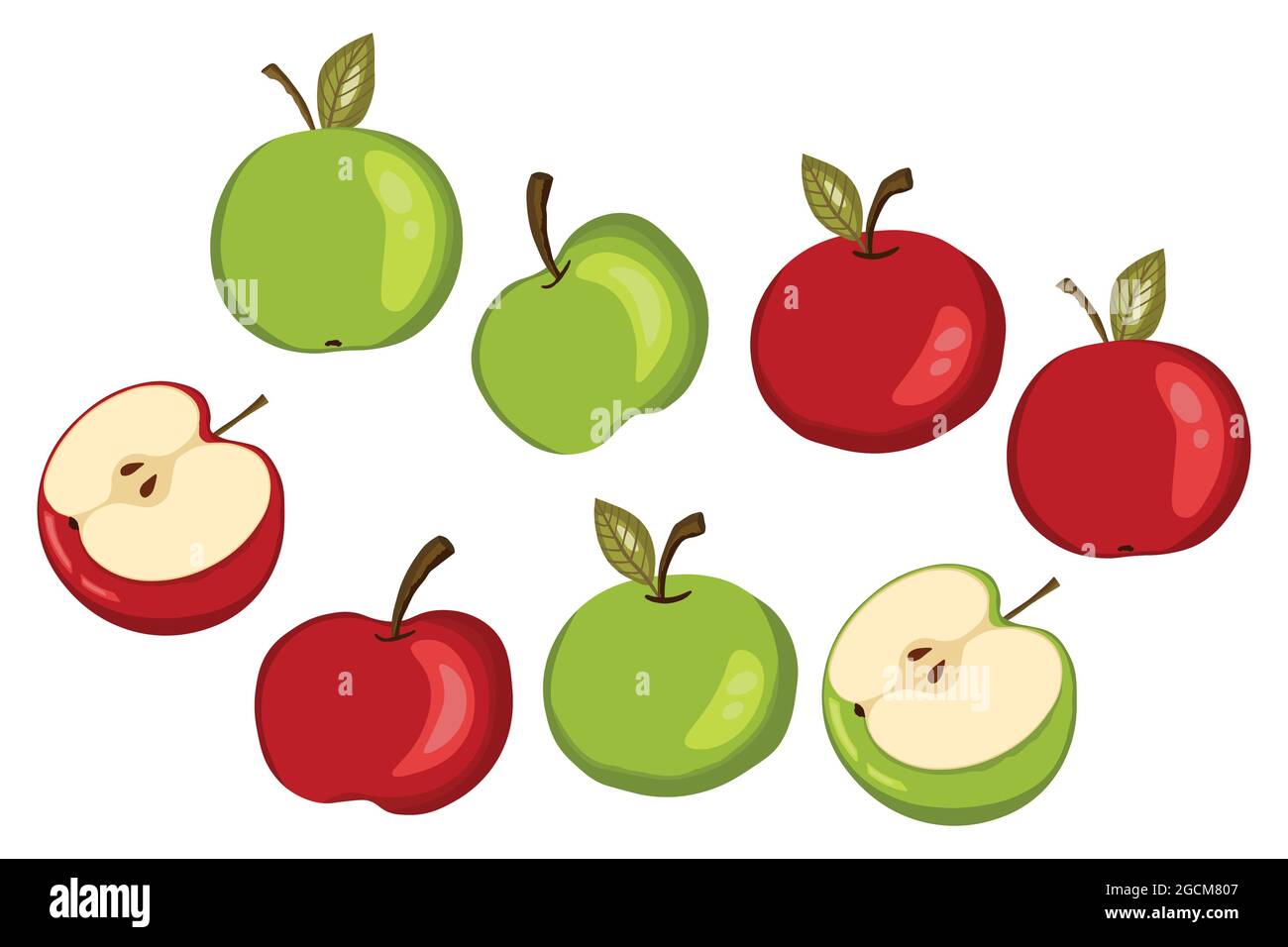 Apple icon set isolated on white background. Natural delicious ripe ...