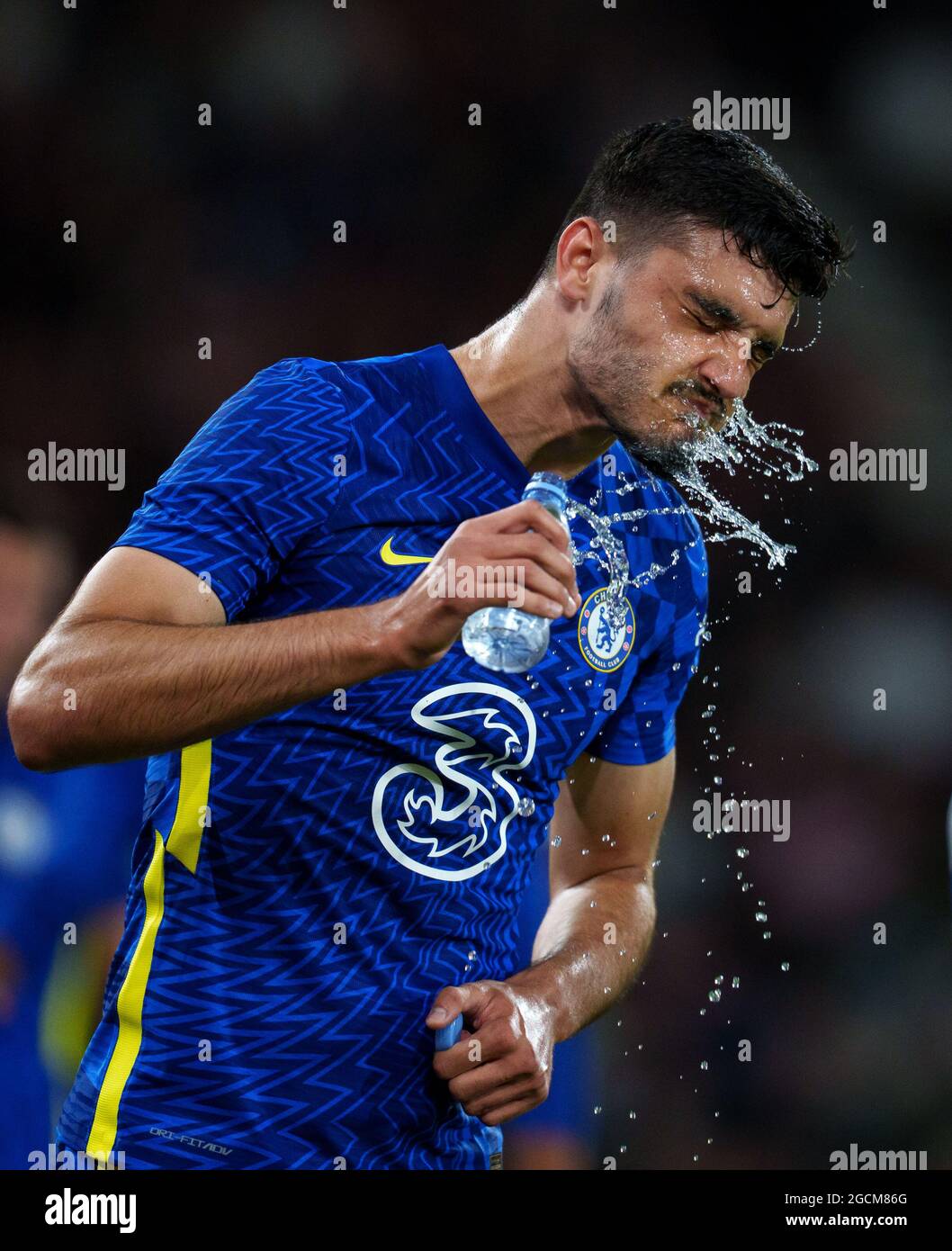 Bournemouth, UK. 27th July, 2021. Armando Broja of Chelsea takes a ...