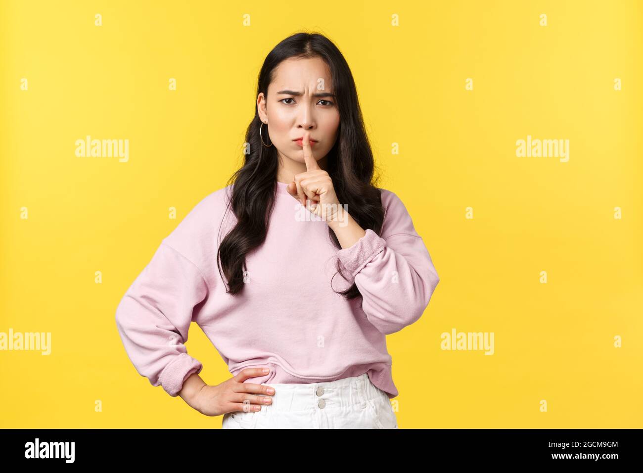 People emotions, lifestyle and fashion concept. Angry displeased young ...
