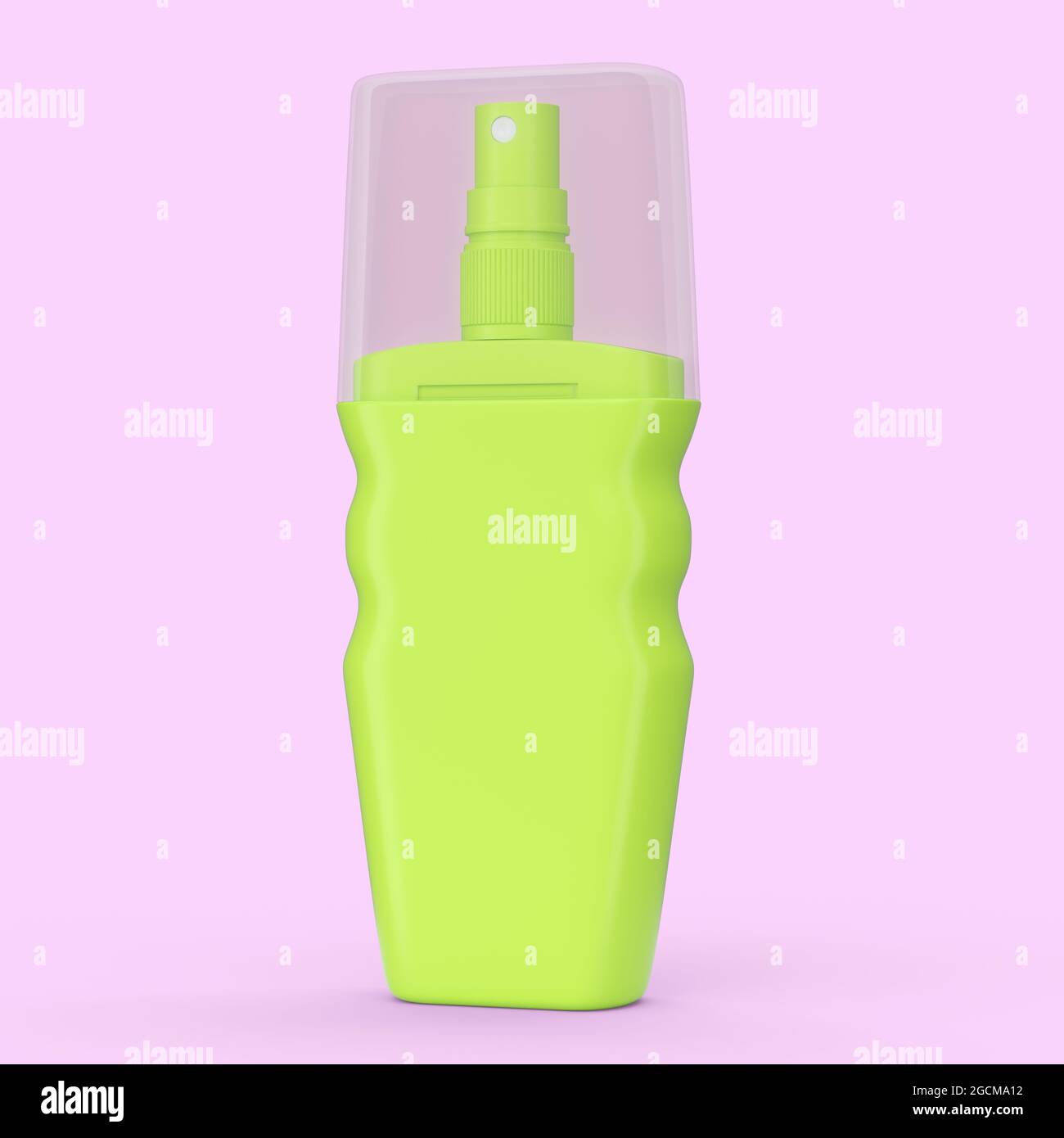 Green sunscreens bottle or sunblock cream tube isolated on pink ...