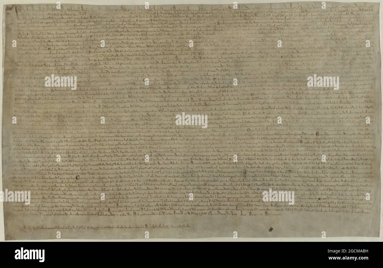 One of the original Magna Carta documents Stock Photo - Alamy