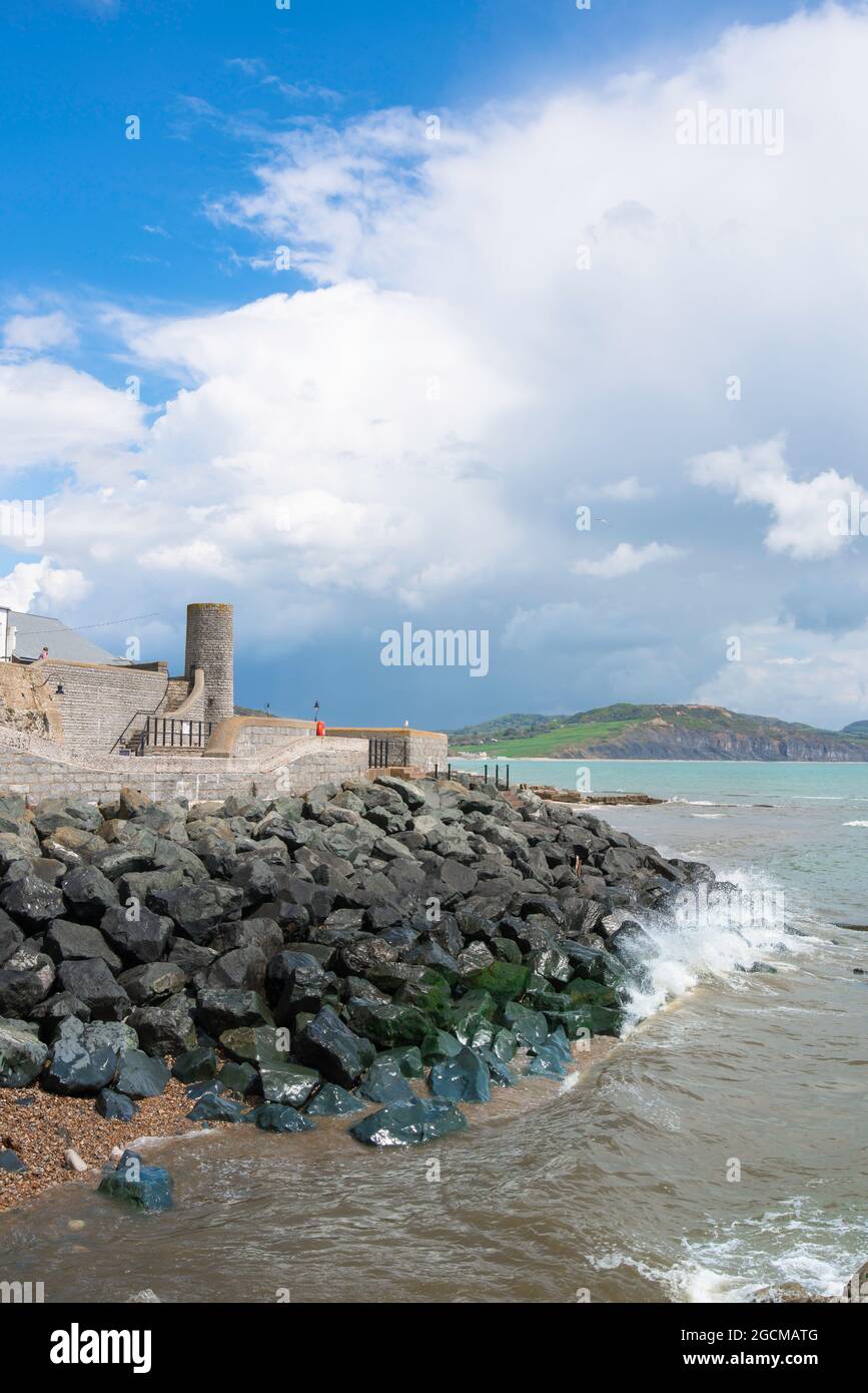 Lyme Regis Rock Point, view of a section of the South West Coast Path ...