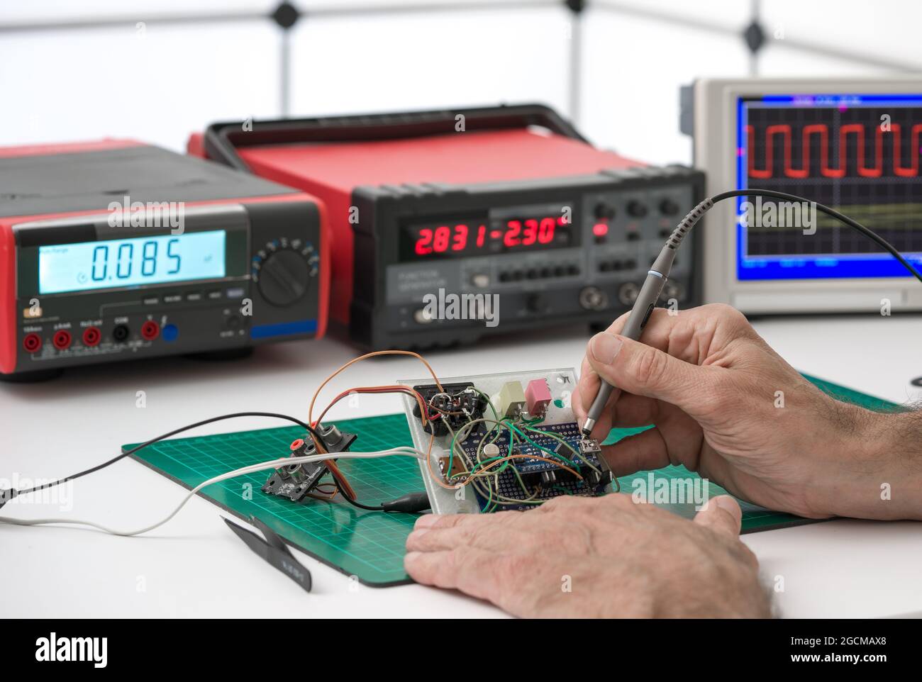 Computer motherboard repair in customer service laboratory workshop ...