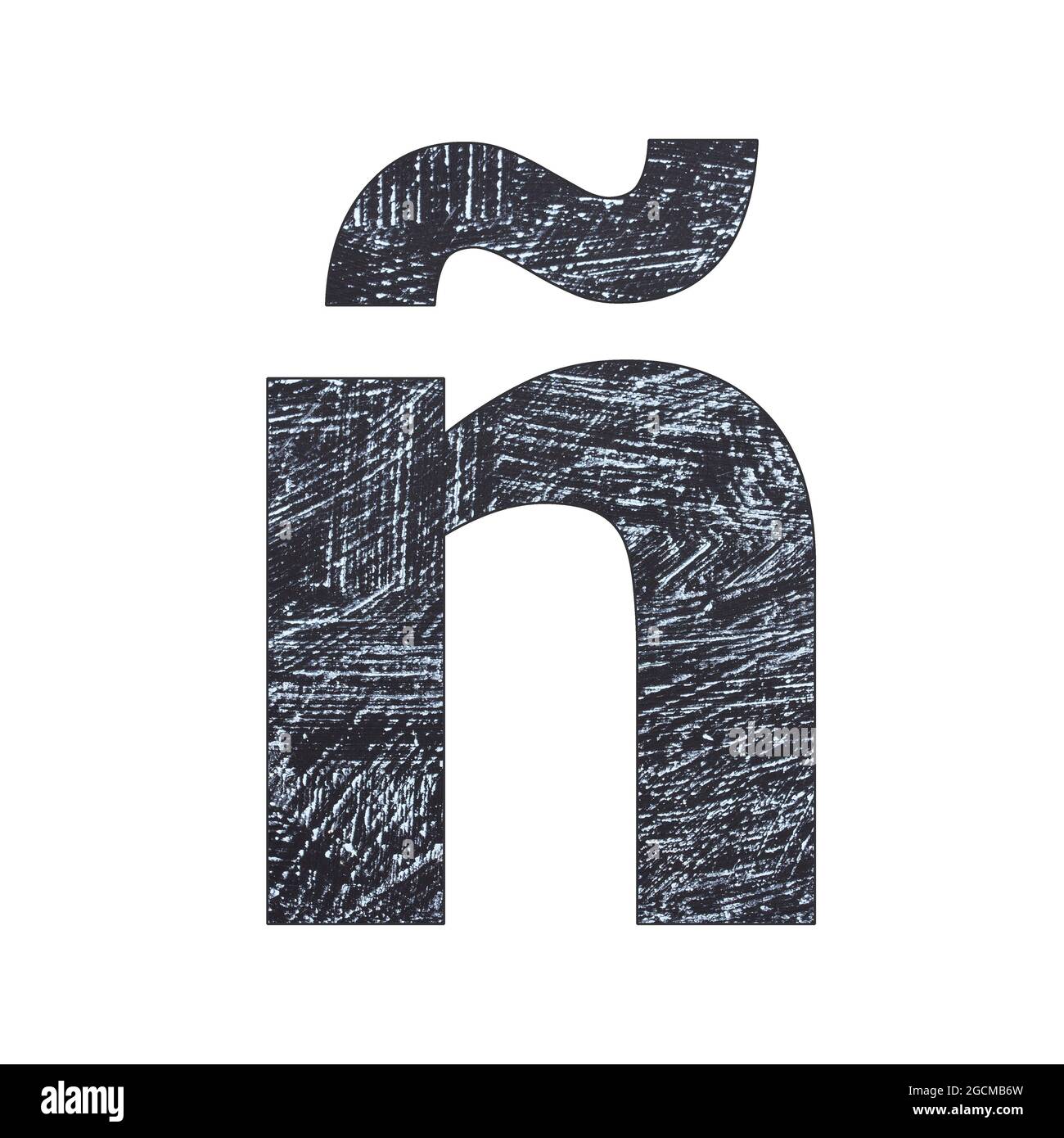 ñ Lowercase letter - font alphabet hand drawn with chalk Stock Photo ...