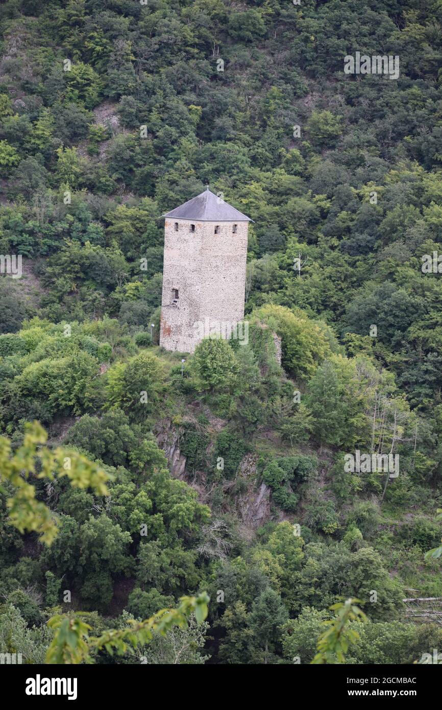 remaining tower of Burg Treis Stock Photo - Alamy