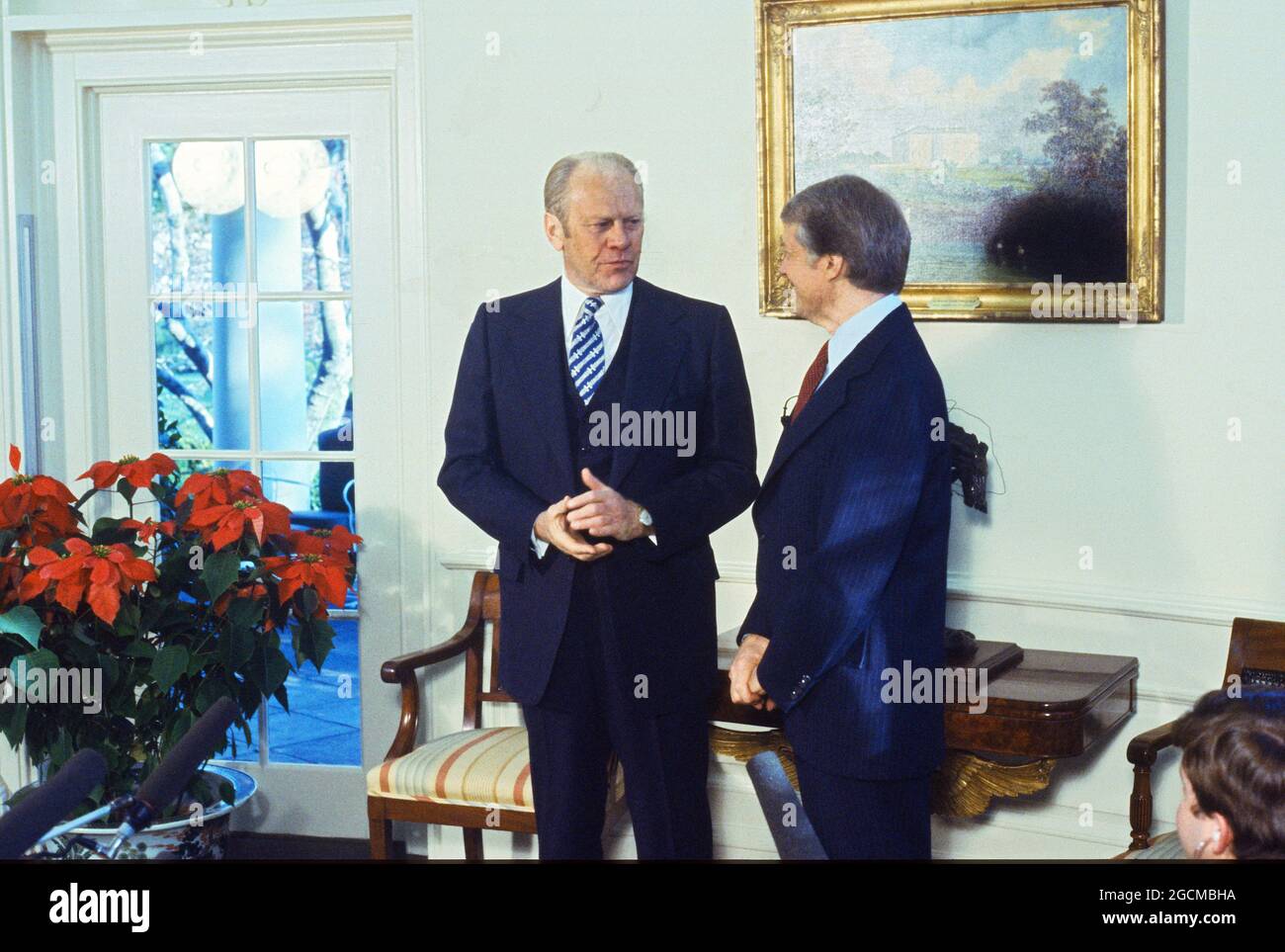 United States President Jimmy Carter, right, meets with former US ...