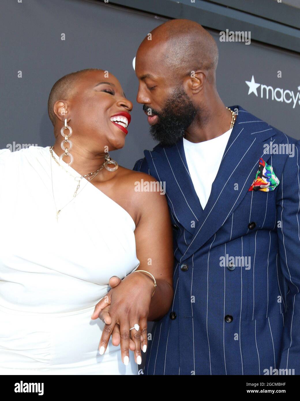 Marina Del Rey, CA. 8th Aug, 2021. Aisha Hinds, fiance Silky Valente at ...