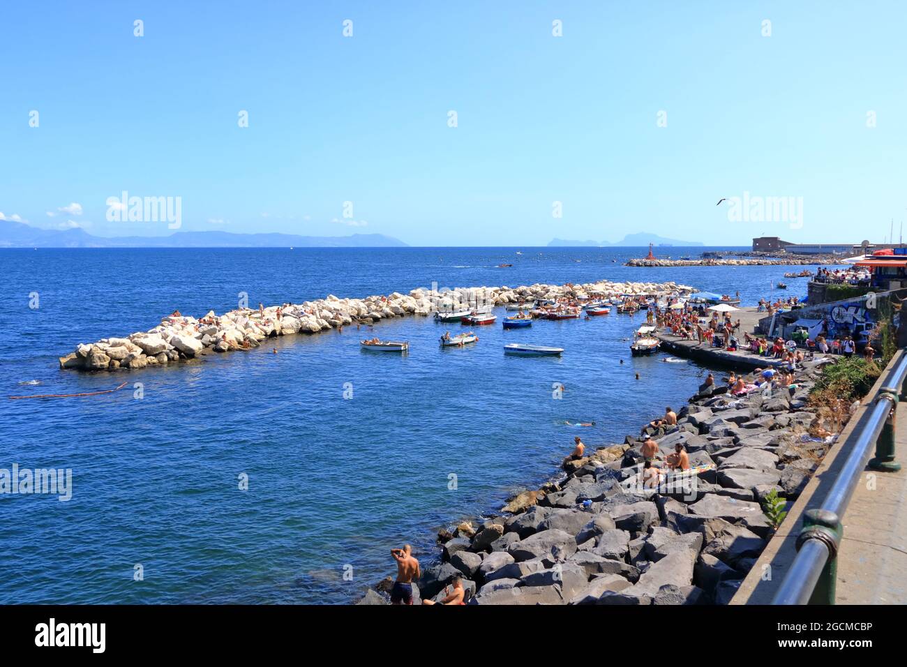 July 11 2021 Napoli in Italy in Europe: Summer day on the Mediterranean ...