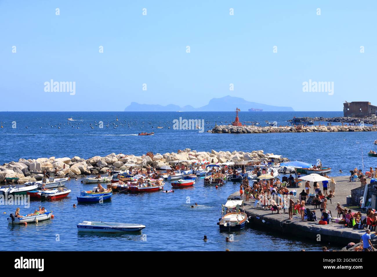 July 11 2021 Napoli in Italy in Europe: Summer day on the Mediterranean ...