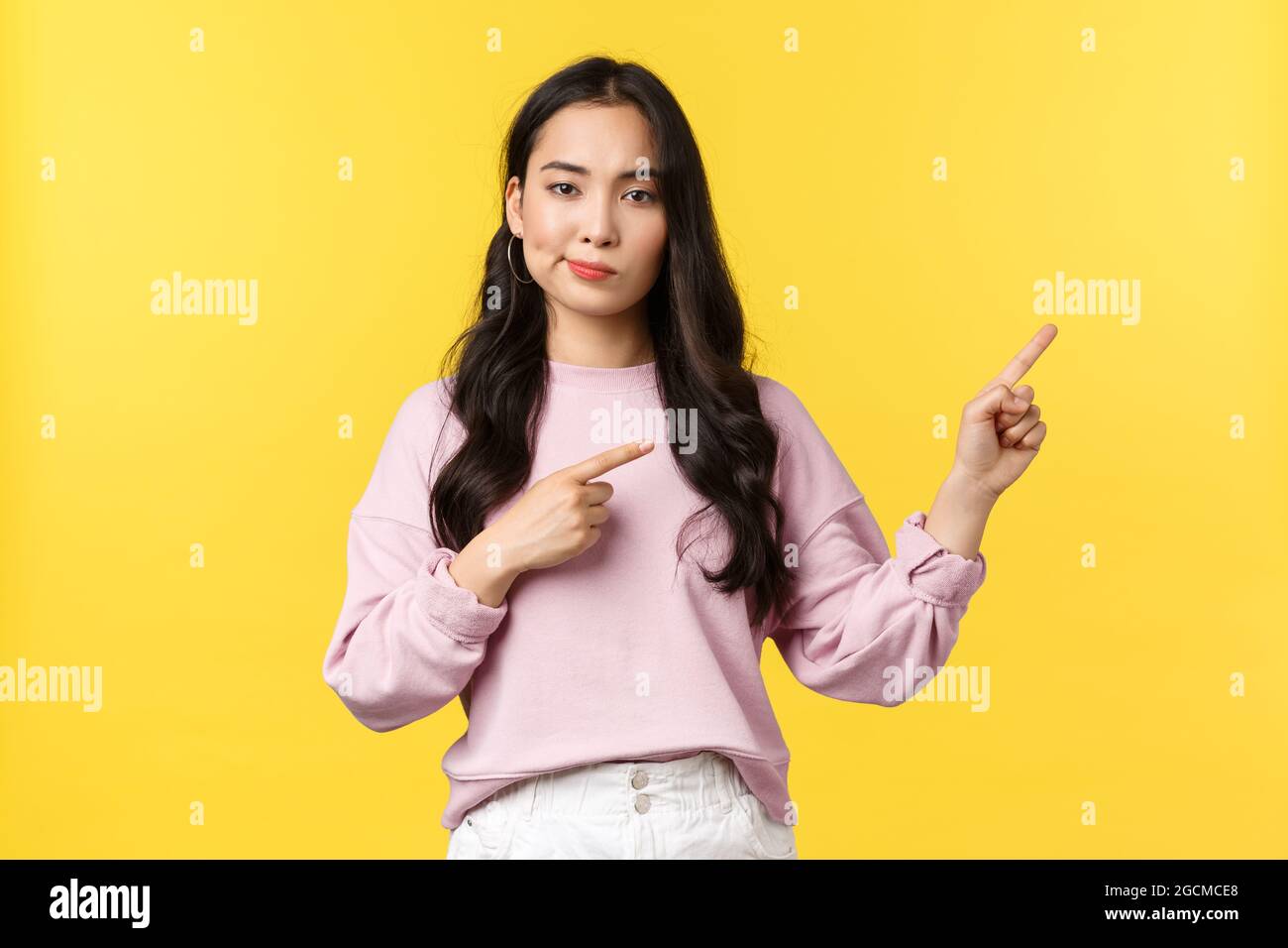 People emotions, lifestyle and fashion concept. Skeptical unimpressed ...