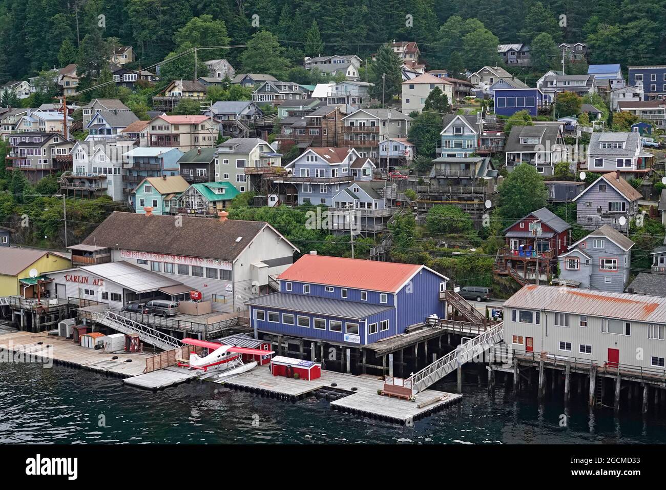 A view of downtown Ketchikan, Alaska, a waterefront town, once a salmon ...