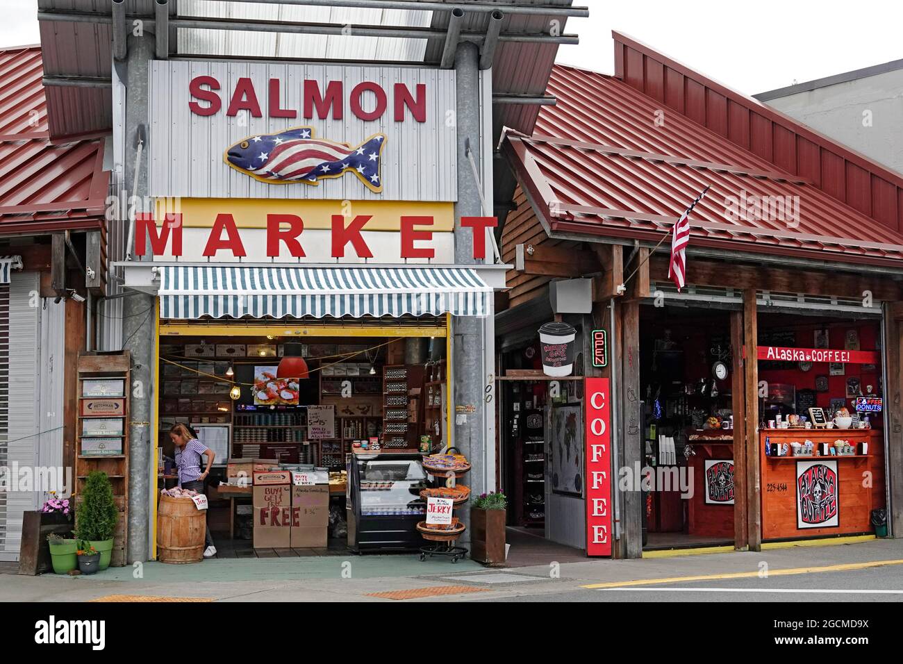 A view of downtown Ketchikan, Alaska, a waterefront town, once a salmon ...
