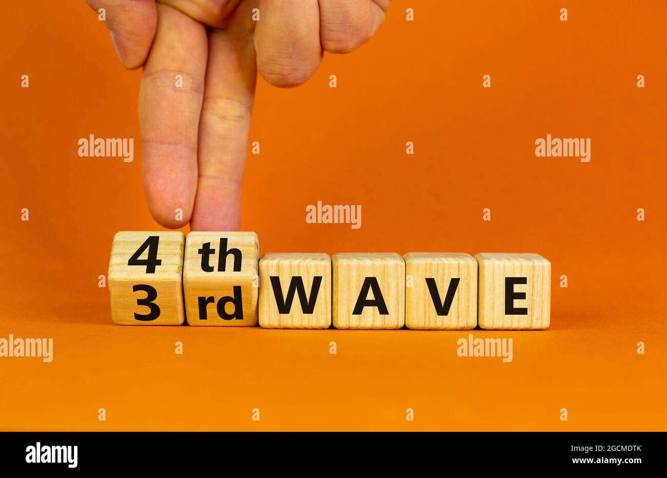 Symbol for a fourth wave of the covid-19 corona virus. Doctors turns ...