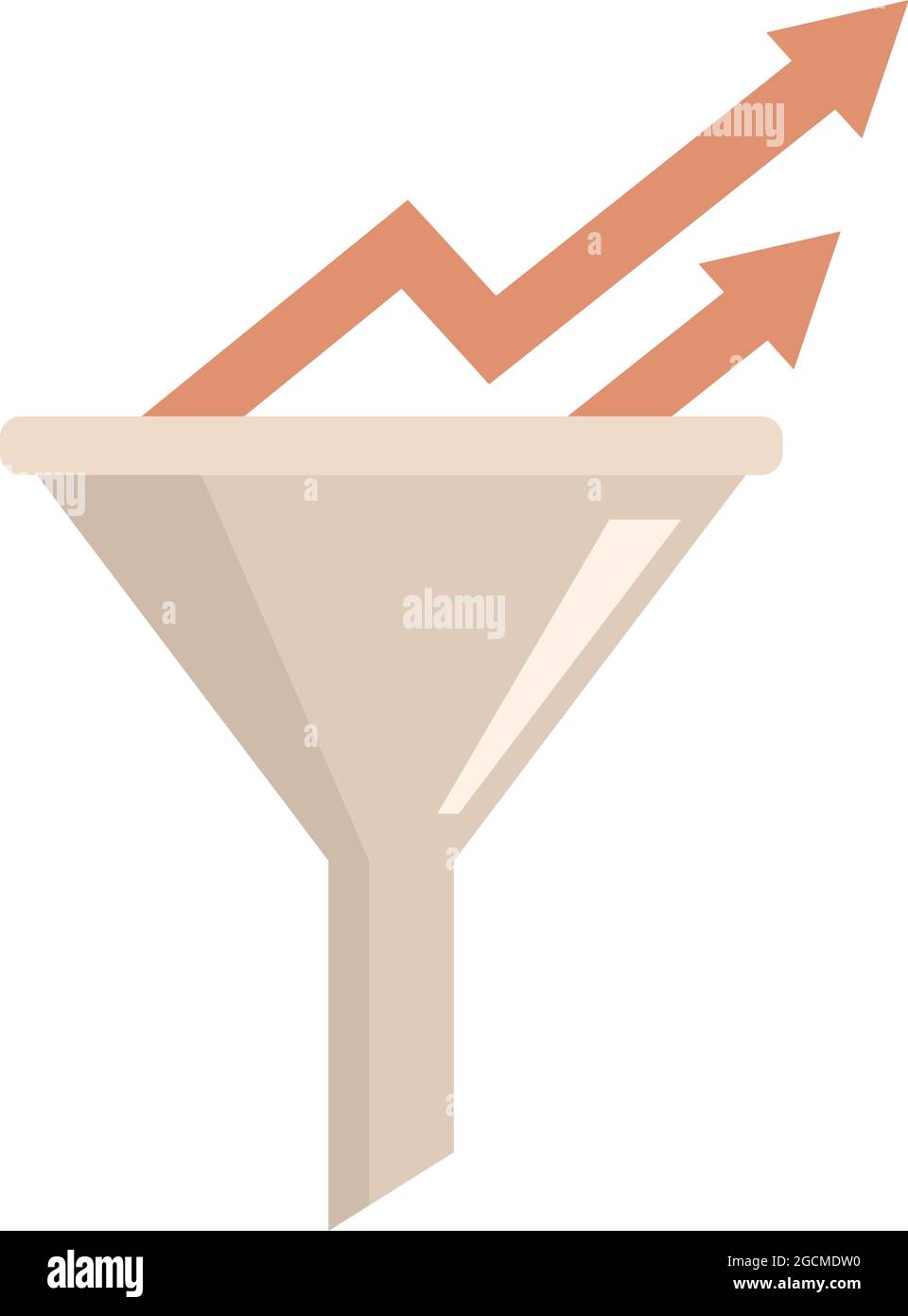 Conversion rate graph funnel icon. Flat illustration of conversion rate ...