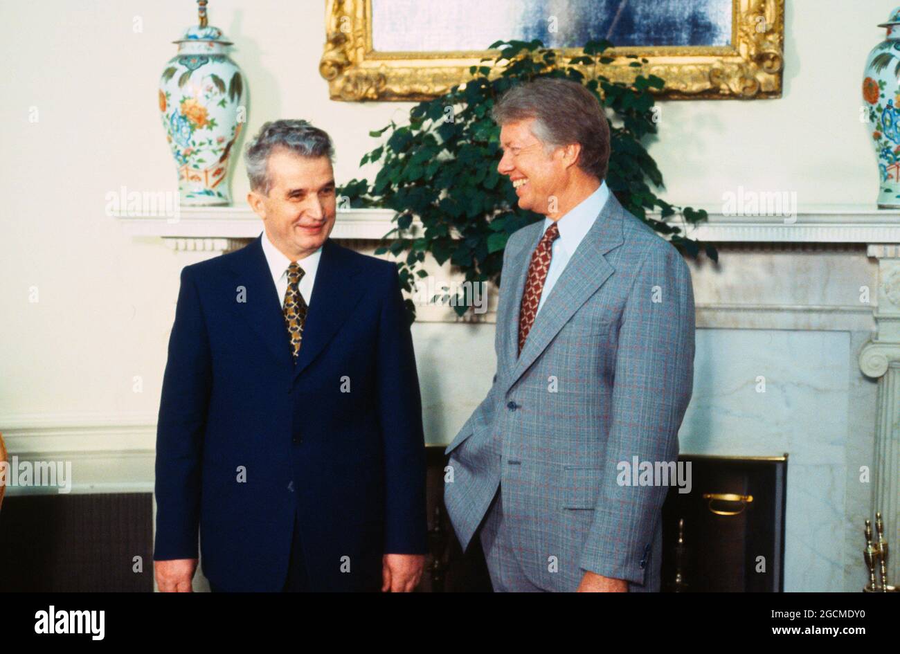 United States President Jimmy Carter, right, welcomes President Nicolae ...