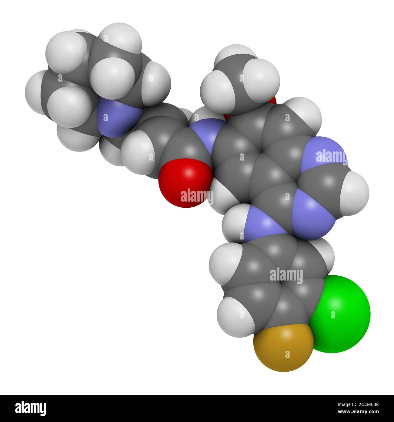 Dacomitinib cancer drug molecule (EGFR inhibitor). 3D rendering Stock ...