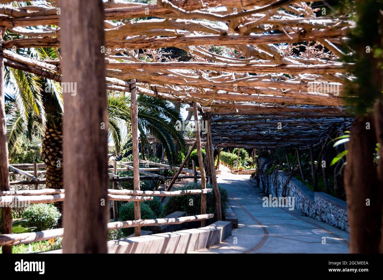 A trellis in the Gardens of Augustus on the island of Capri, Italy ...
