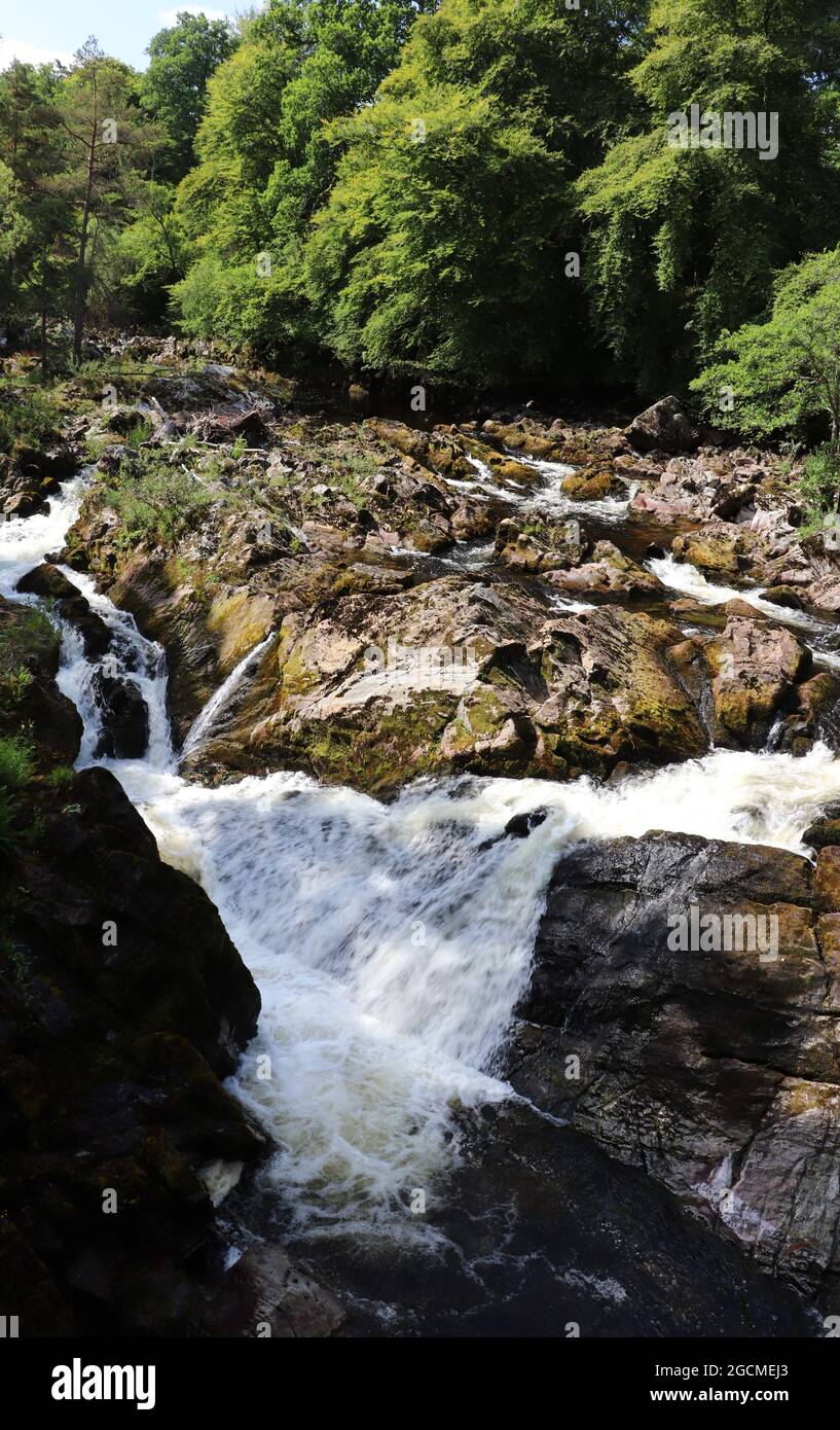 River, waterfalls and rocks at Falls of Feugh Stock Photo - Alamy